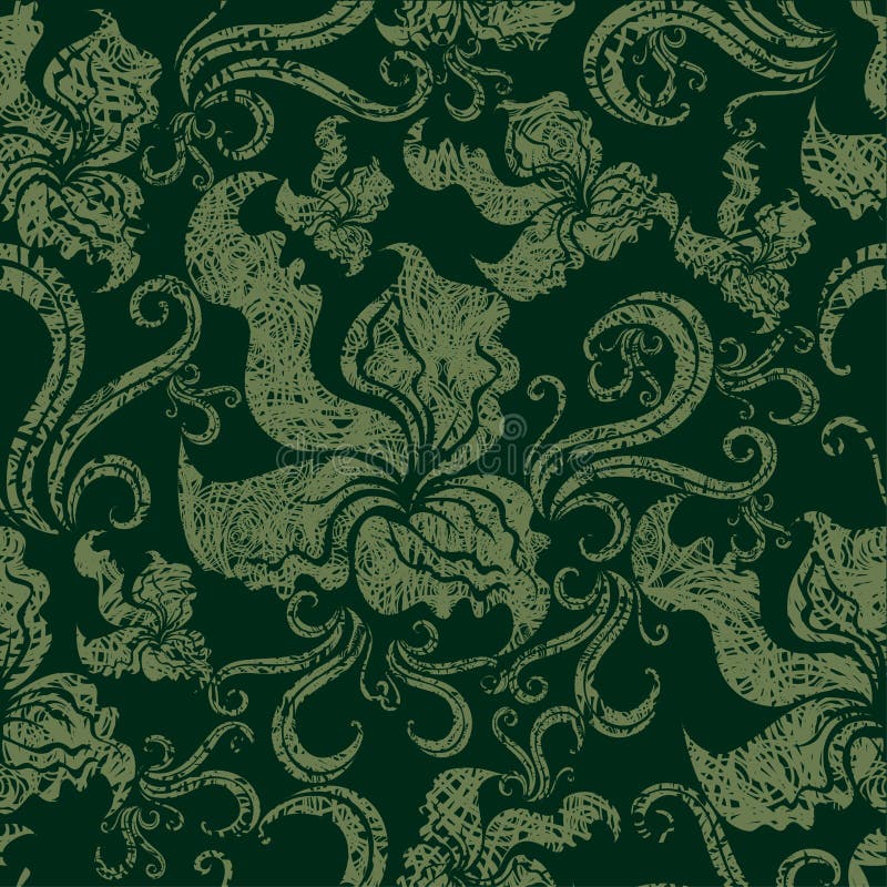 Seamless Vintage Grunge Floral Pattern with Orchid Stock Vector ...