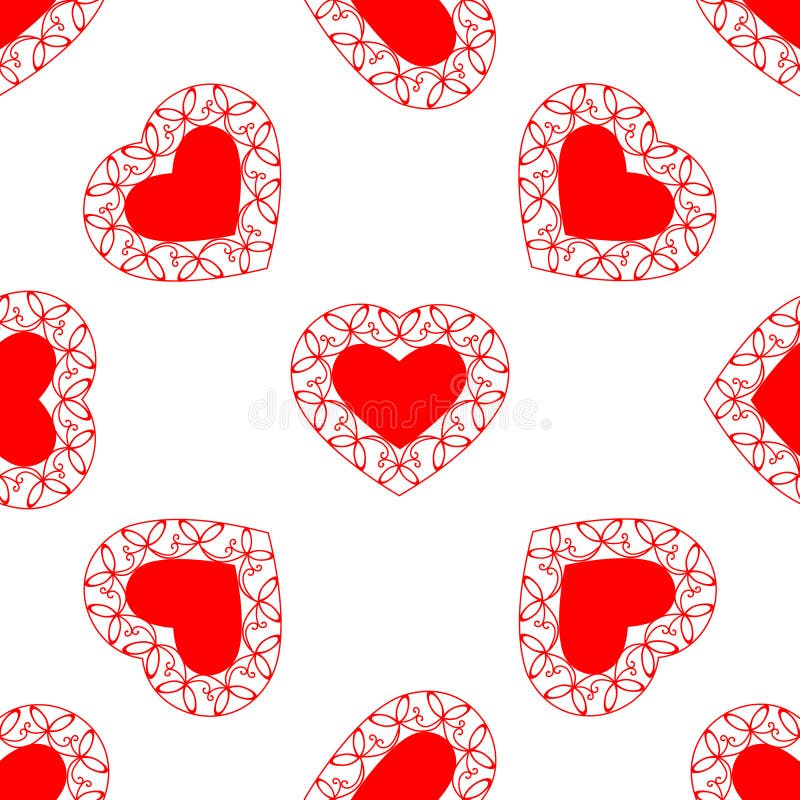 Seamless Vintage Heart Pattern Background. Stock Vector - Illustration ...