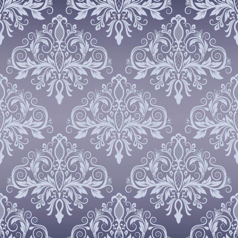 Seamless Vintage Pattern in Blue Stock Vector - Illustration of curl ...