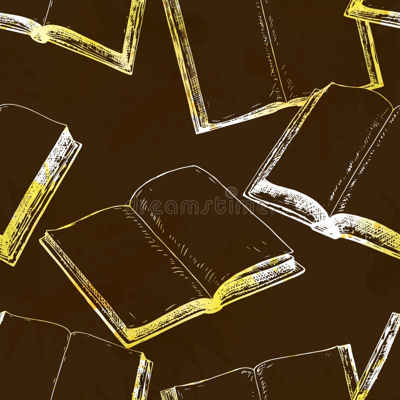 Seamless Vintage Pattern with Books. Stock Vector - Illustration of ...