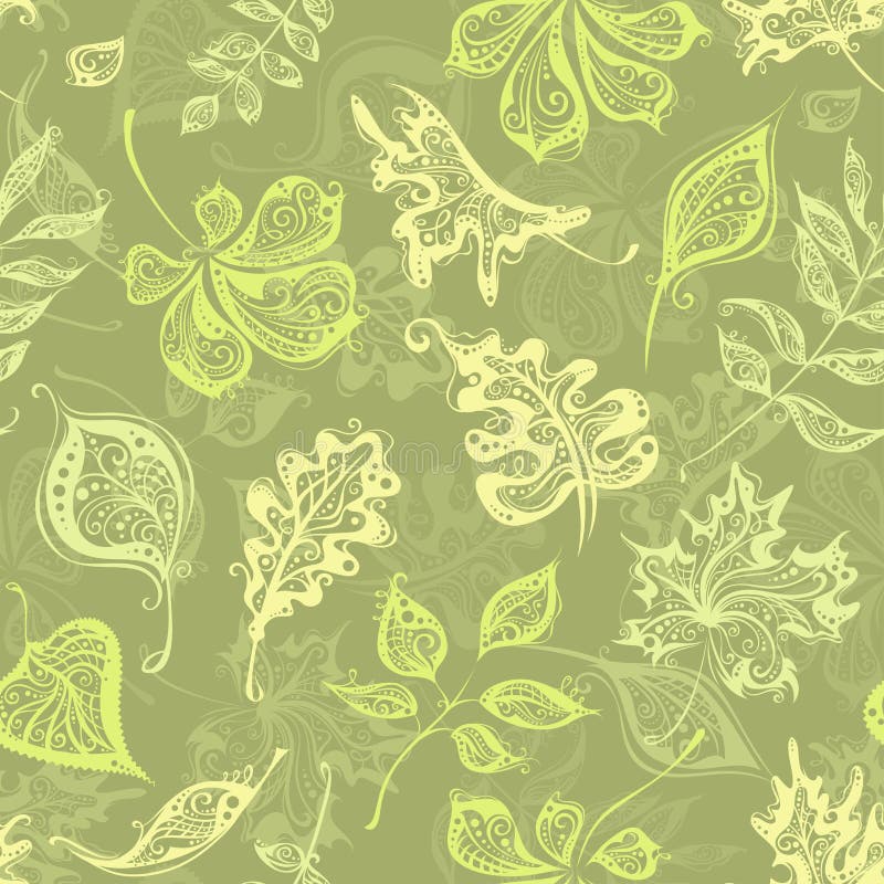 Seamless Vintage Pattern of Leaves. Stock Vector - Illustration of ...