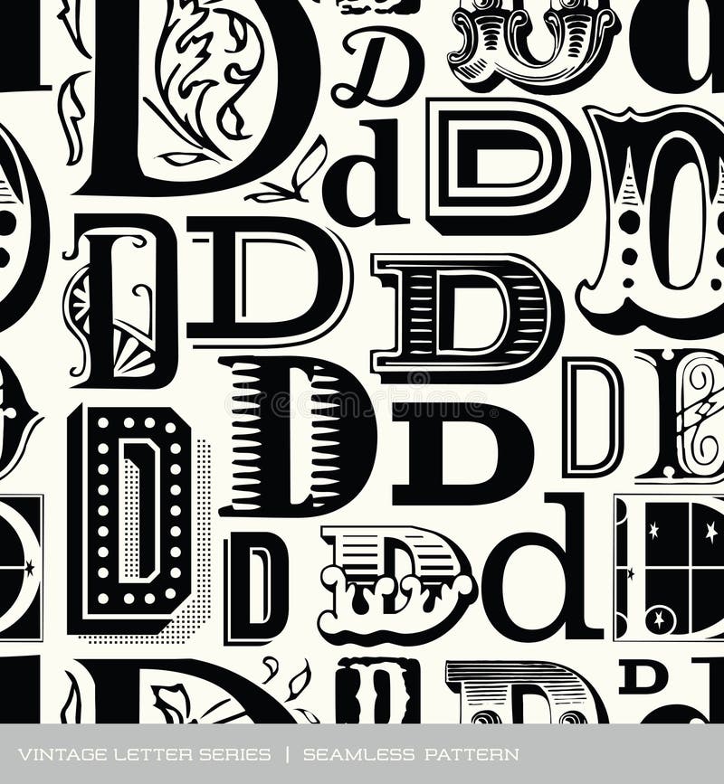 Seamless Vintage Pattern of the Letter D Stock Vector - Illustration of ...