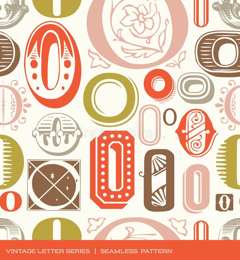 Seamless Vintage Pattern of the Letter O in Retro Colors Stock Vector ...