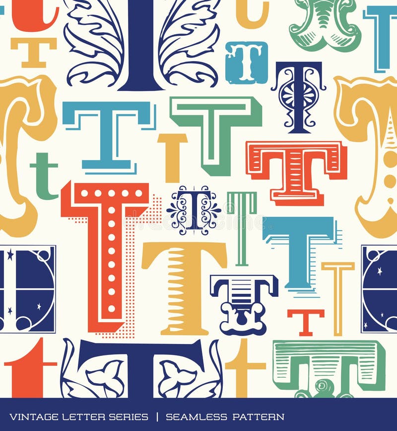 Seamless Vintage Pattern Letter T Retro Colors Stock Illustrations – 8 ...