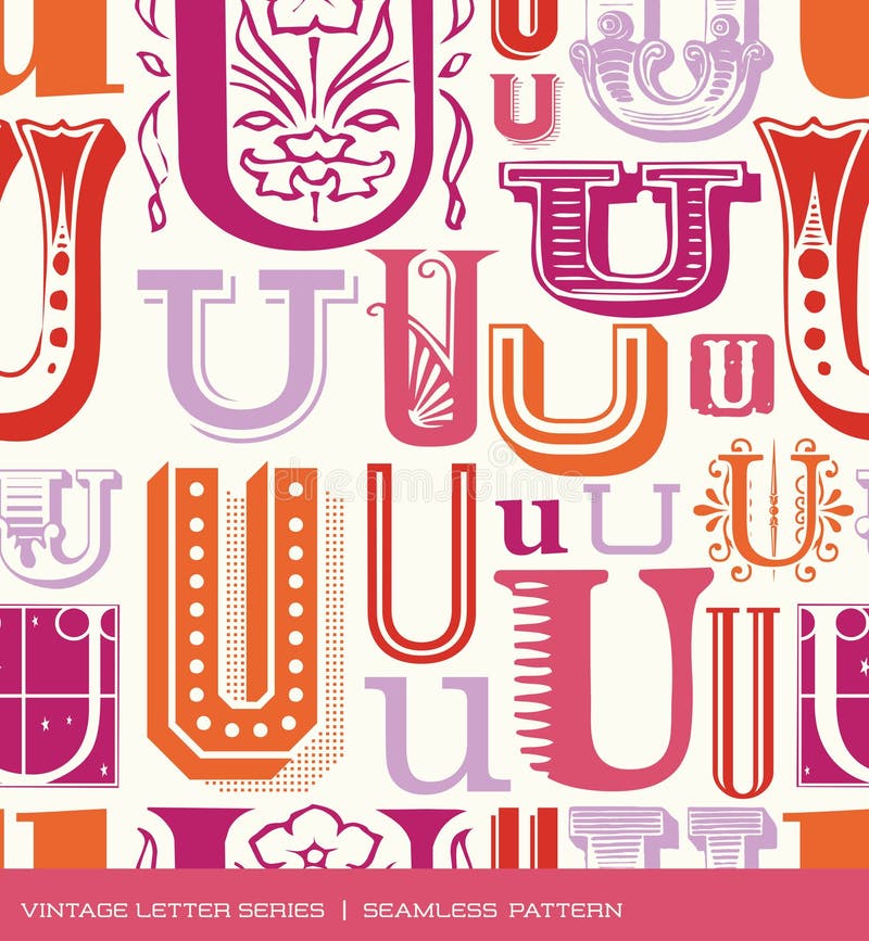 Seamless Vintage Pattern of the Letter U in Retro Colors Stock Vector ...