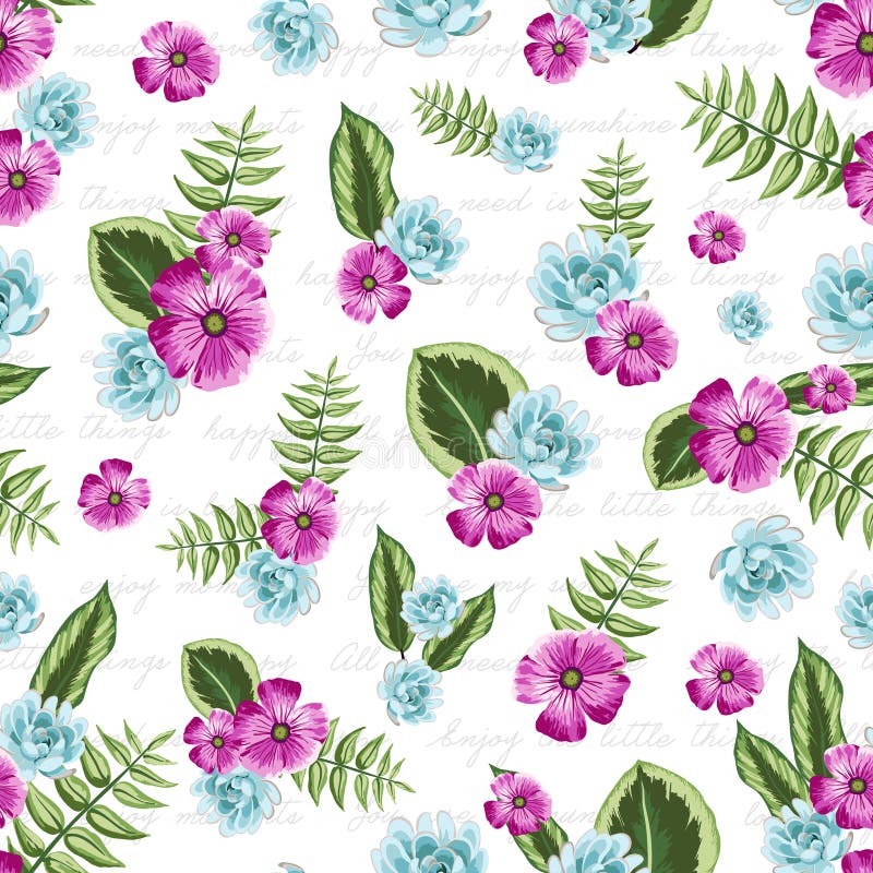 Seamless Vintage Pattern with Painted Flower Stock Vector ...