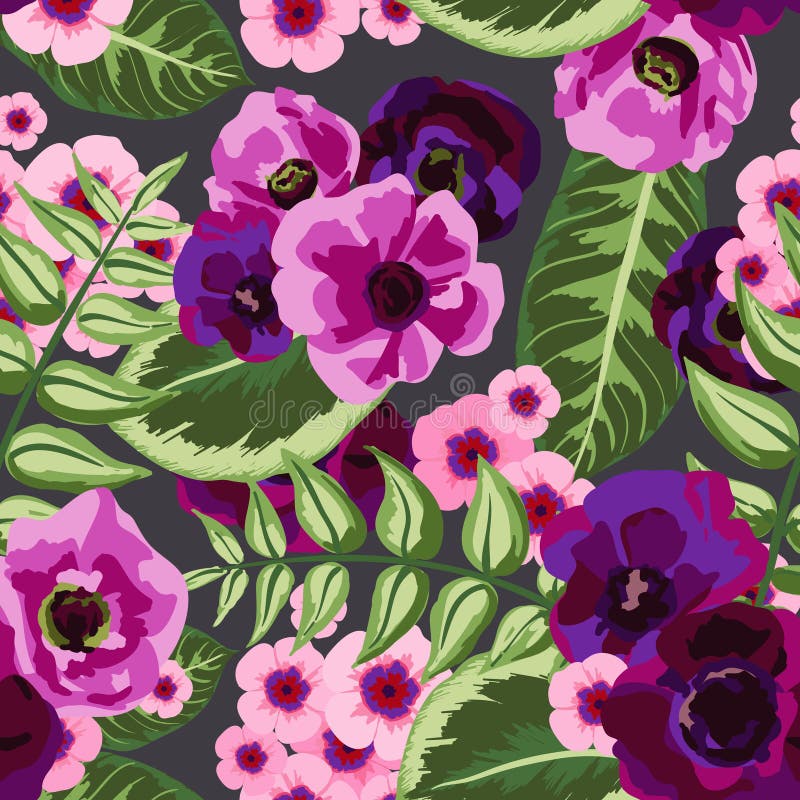 Seamless Vintage Pattern with Painted Flower Stock Vector ...