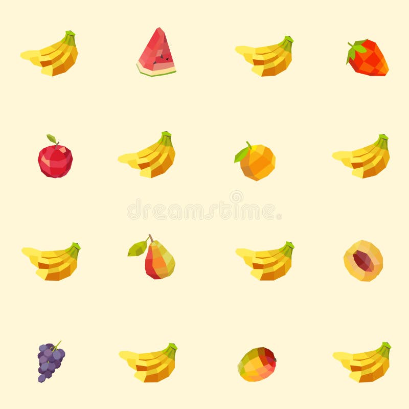 Seamless Vintage Polygon Fruit Pattern Stock Vector - Illustration of ...