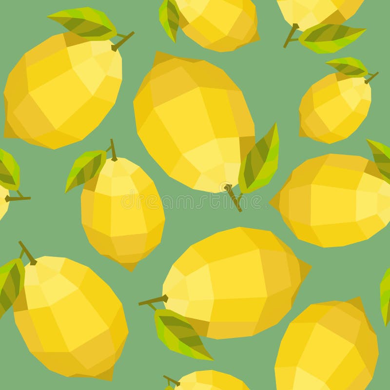 Seamless Vintage Polygon Lemon Pattern Stock Vector - Illustration of ...