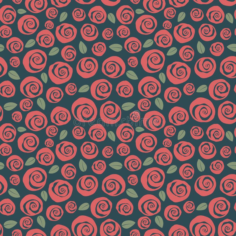 Seamless Vintage Swirly Red Roses Background Stock Vector ...