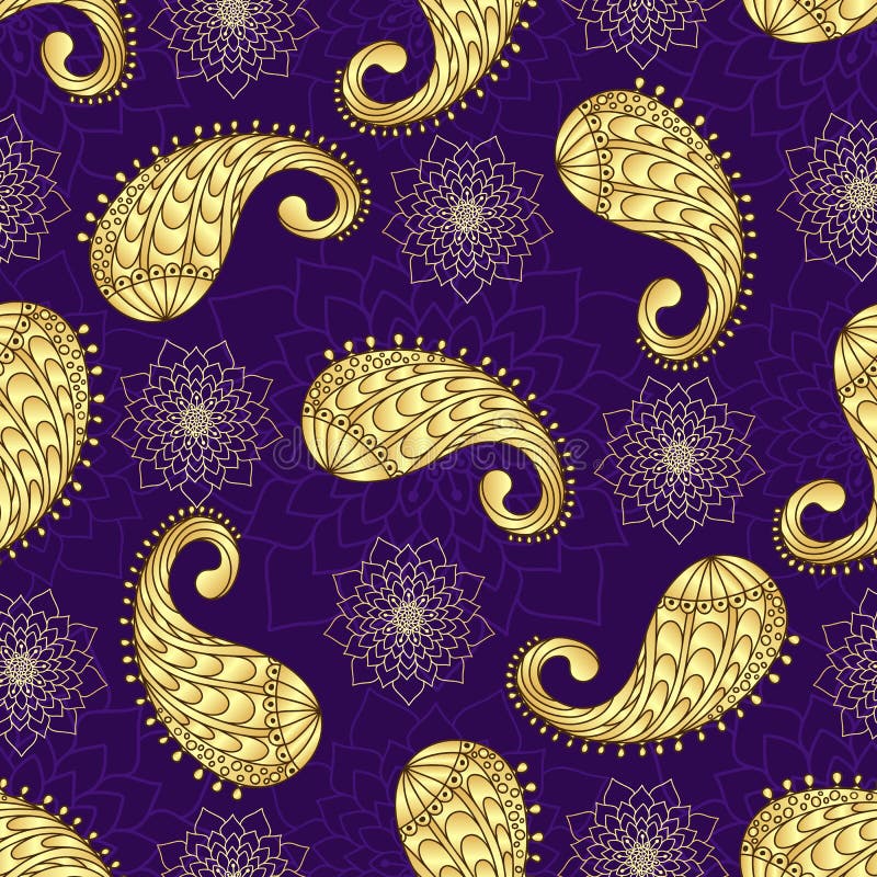 Seamless Vintage Violet Pattern Stock Vector - Illustration of lotus ...