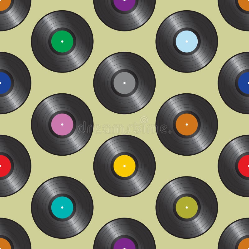 Seamless Vinyl Record Pattern Stock Vector - Illustration of pattern ...