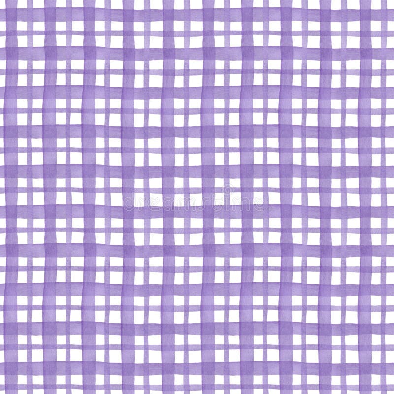 Seamless Violet Checkered Background. Watercolor Hand Drawn Pattern for ...