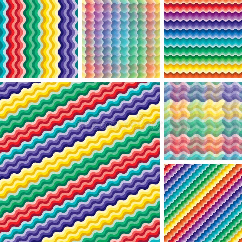 Seamless Vivid Wave Patterns Stock Vector - Illustration of multicolor ...
