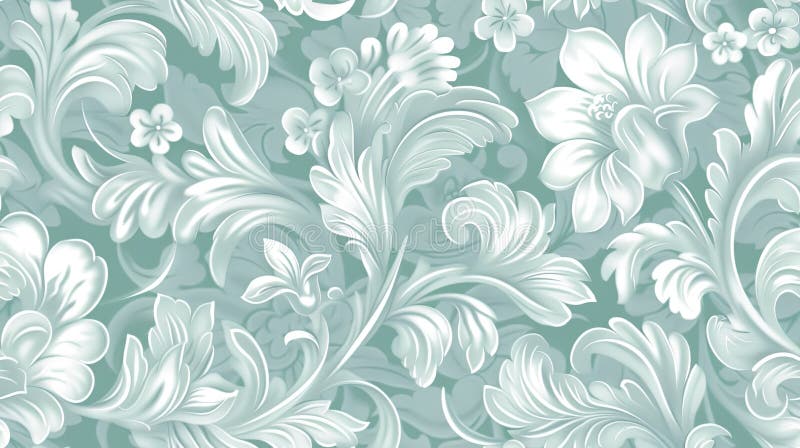 A Seamless Wallpaper Art Featuring Complex Floral Patterns in Shades of ...