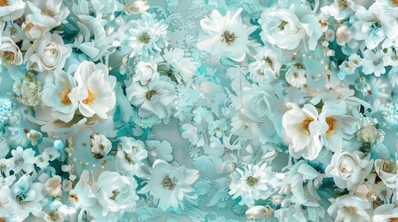 A Seamless Wallpaper Art Featuring Complex Floral Patterns in Shades of ...