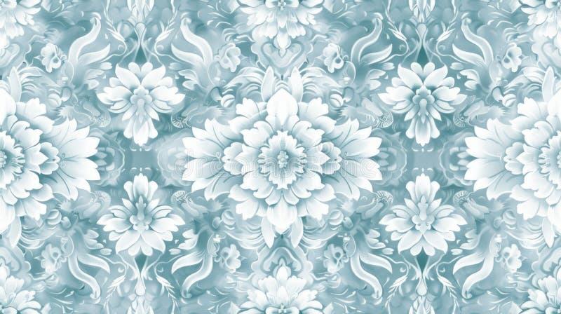 A Seamless Wallpaper Art Featuring Complex Floral Patterns in Shades of ...