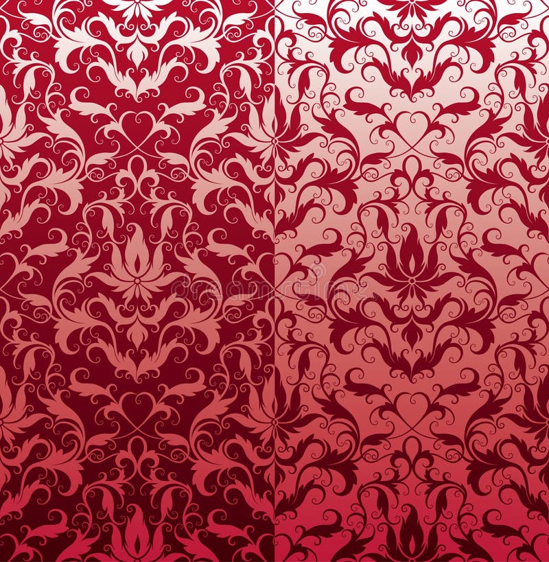 Red Antique Floral Damask Background Stock Illustration - Illustration ...