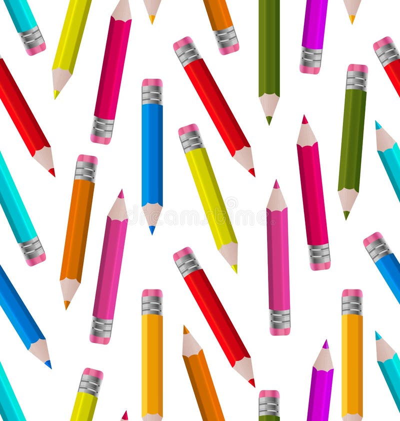 Seamless Wallpaper with Colorful Pencils Stock Vector - Illustration of ...