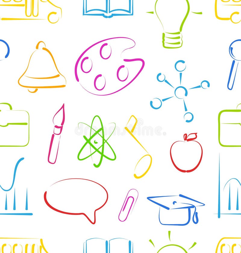 Seamless Wallpaper with Colorful Set School Objects Stock Vector ...