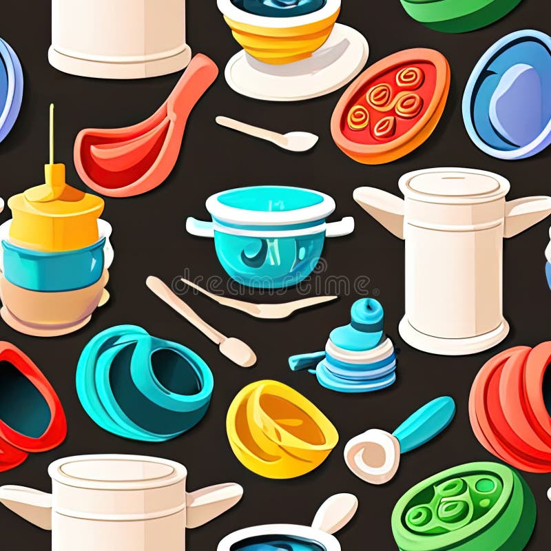 Seamless Wallpaper of Craft Clay Cooking Ware Stock Illustration ...