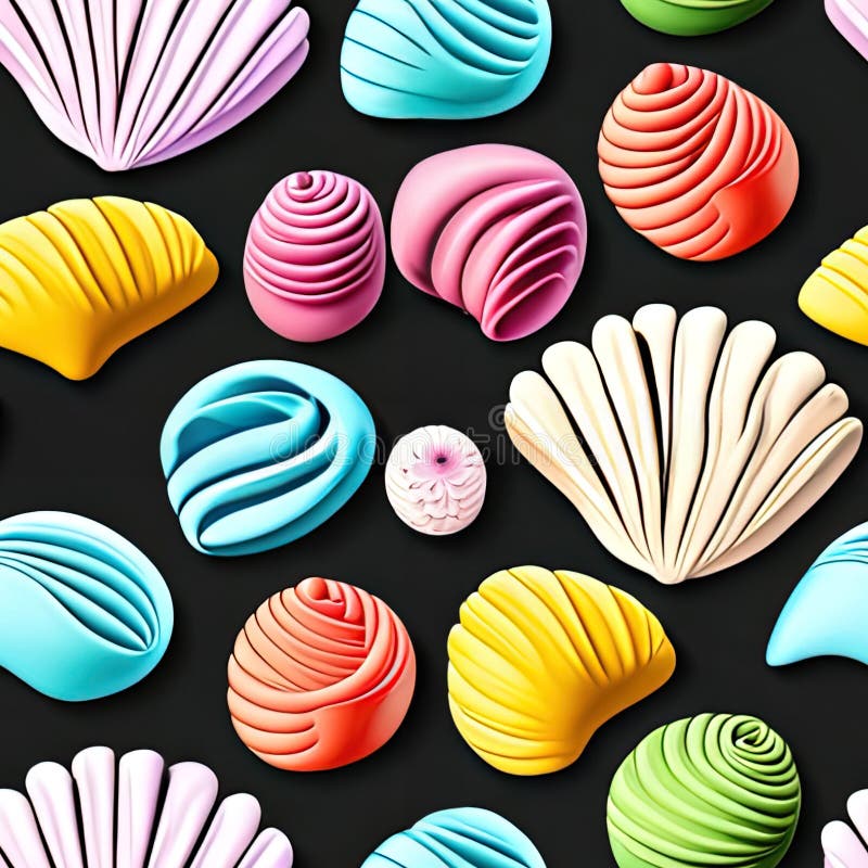 Seamless Wallpaper of Craft Clay Shells Stock Illustration ...