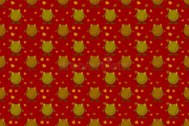 Seamless Wallpaper with Cute Pattern, Funny Round Brown Frog Cartoon ...