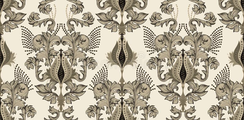 Seamless Wallpaper Damask Pattern. Rococo Pattern. Damask Ornament ...