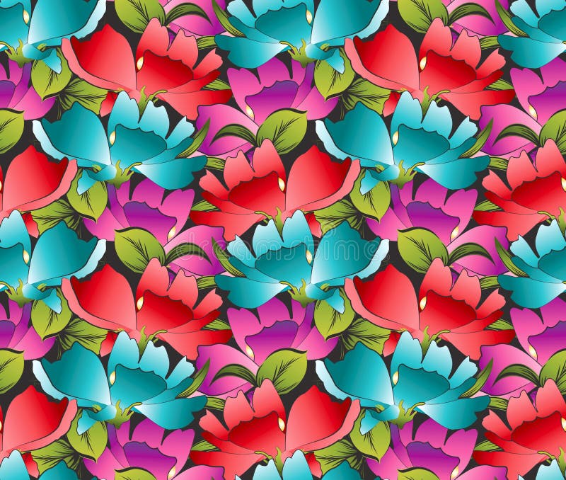 Seamless Wallpaper of Fancy Flowers Stock Vector - Illustration of ...