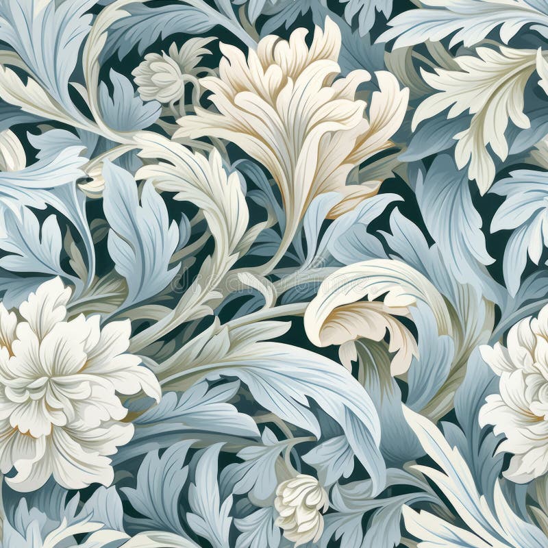 Seamless Wallpaper, Muted Light Blue Stock Illustration - Illustration ...