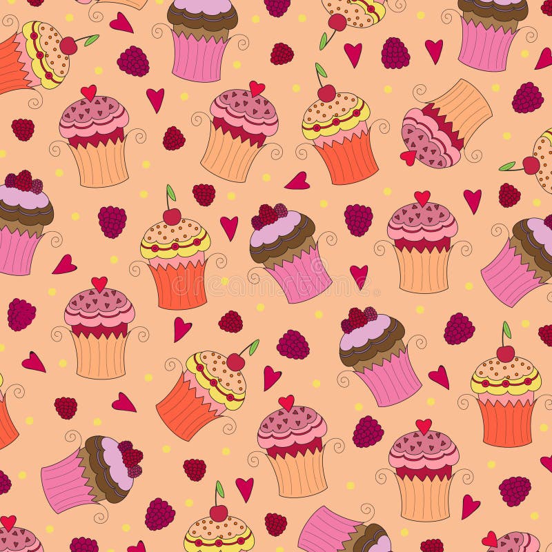 Fancy Cakes Seamless Repeat Pattern Stock Vector - Illustration of ...