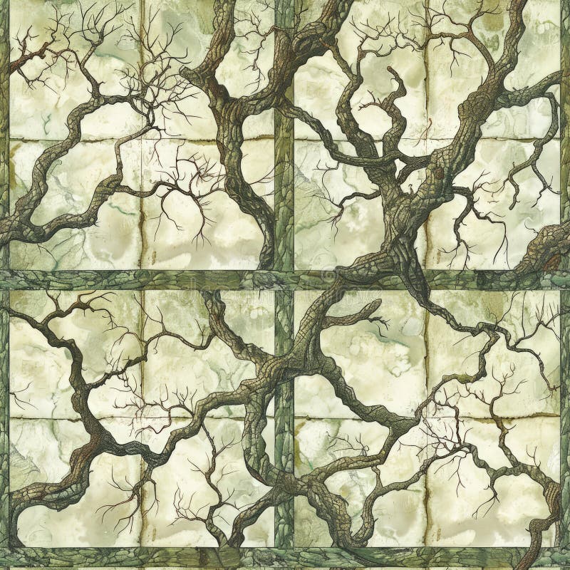 Seamless Wallpaper Pattern Featuring Cross Sections of Rectangular Tree ...
