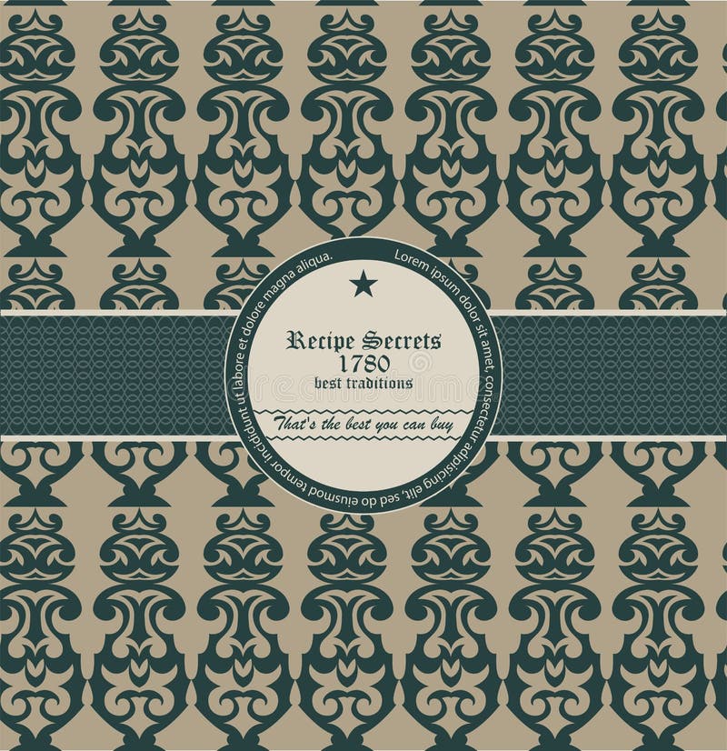 Seamless Wallpaper Pattern with Label - Vector Stock Illustration ...