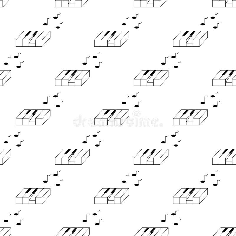 Seamless Wallpaper Pattern with Piano Keys and Notes. Stock Vector ...