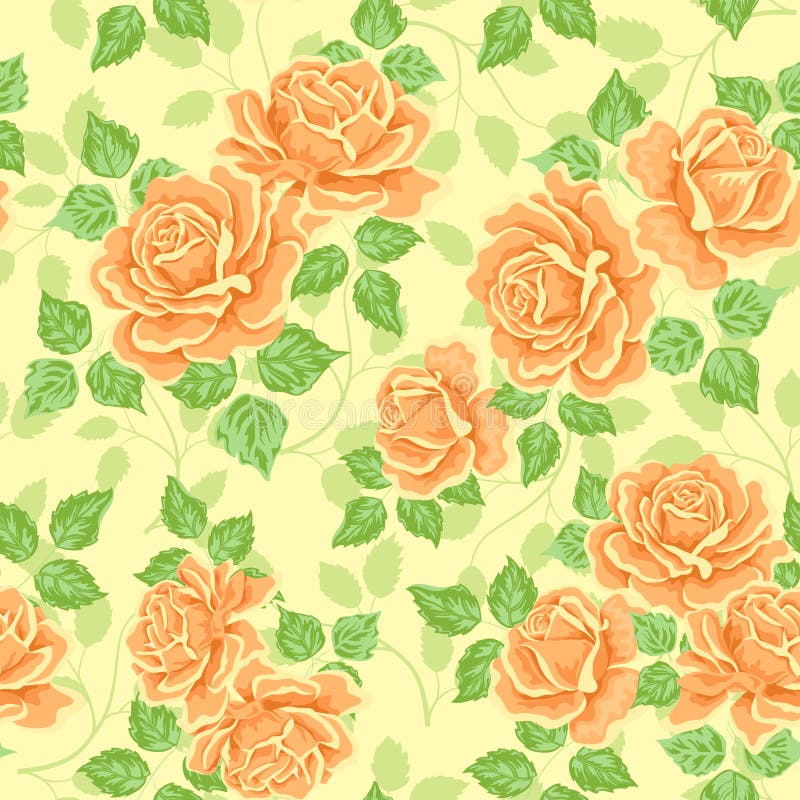 Seamless Wallpaper Pattern with Roses Stock Vector - Illustration of ...