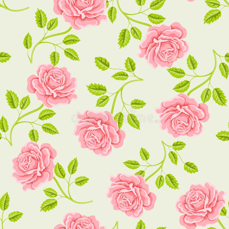 Seamless Wallpaper Pattern with Roses Stock Vector - Illustration of ...