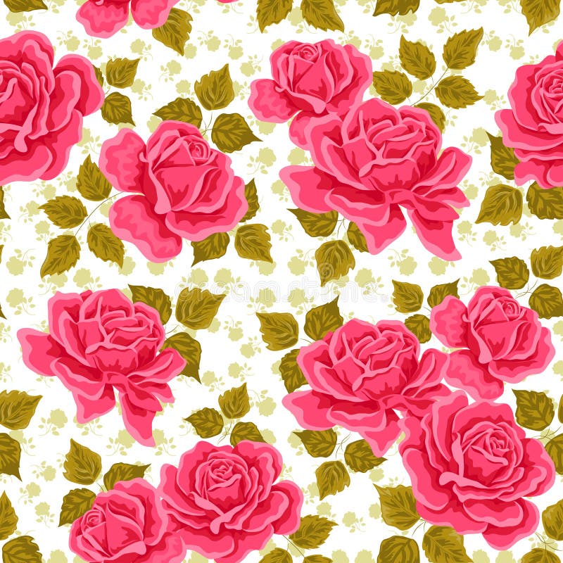 Seamless Wallpaper Pattern with Roses Stock Vector - Illustration of ...