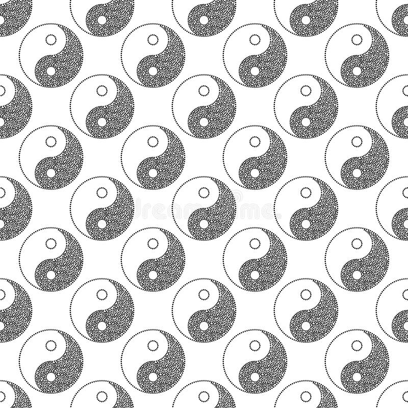 Seamless Wallpaper Pattern With Symbol Yin Yang Of Dots Stock Vector Illustration Of Design