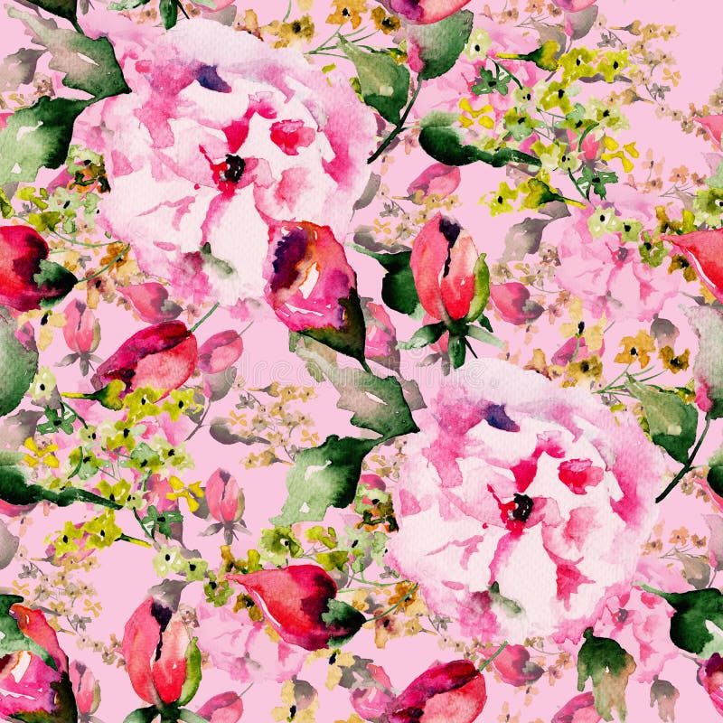 Seamless Wallpaper with Spring Flowers Stock Illustration ...