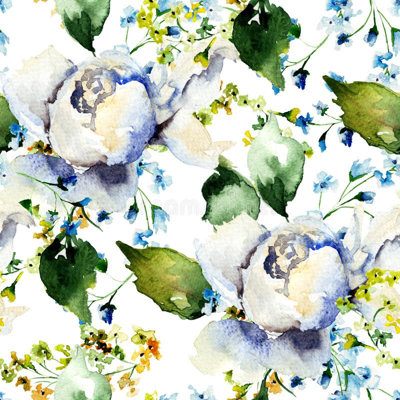 Seamless Wallpaper with Spring Flowers Stock Illustration ...
