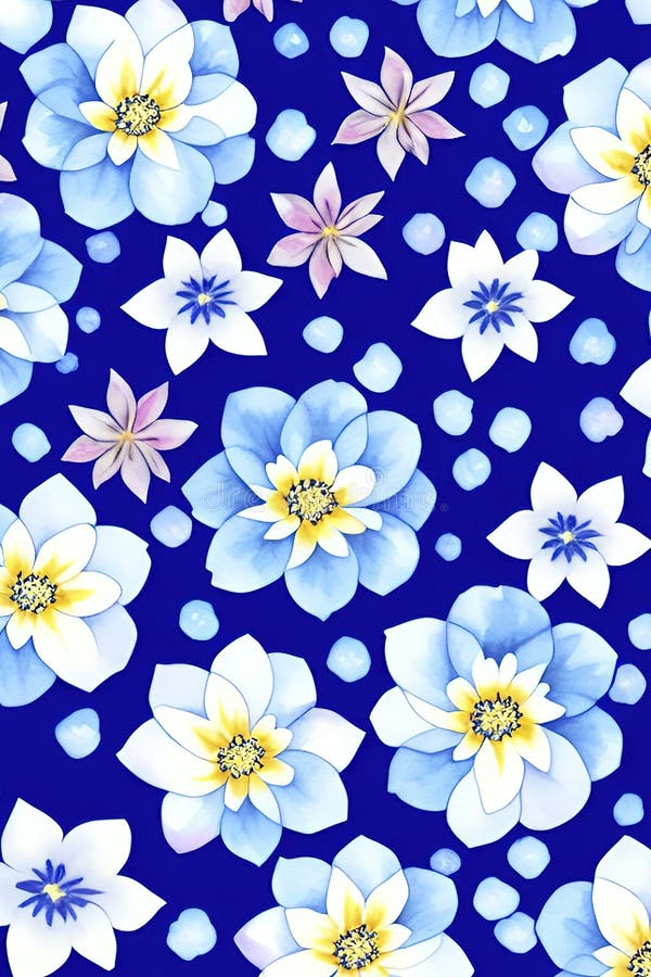 Seamless Water Color Floral Pattern. Stock Illustration - Illustration ...