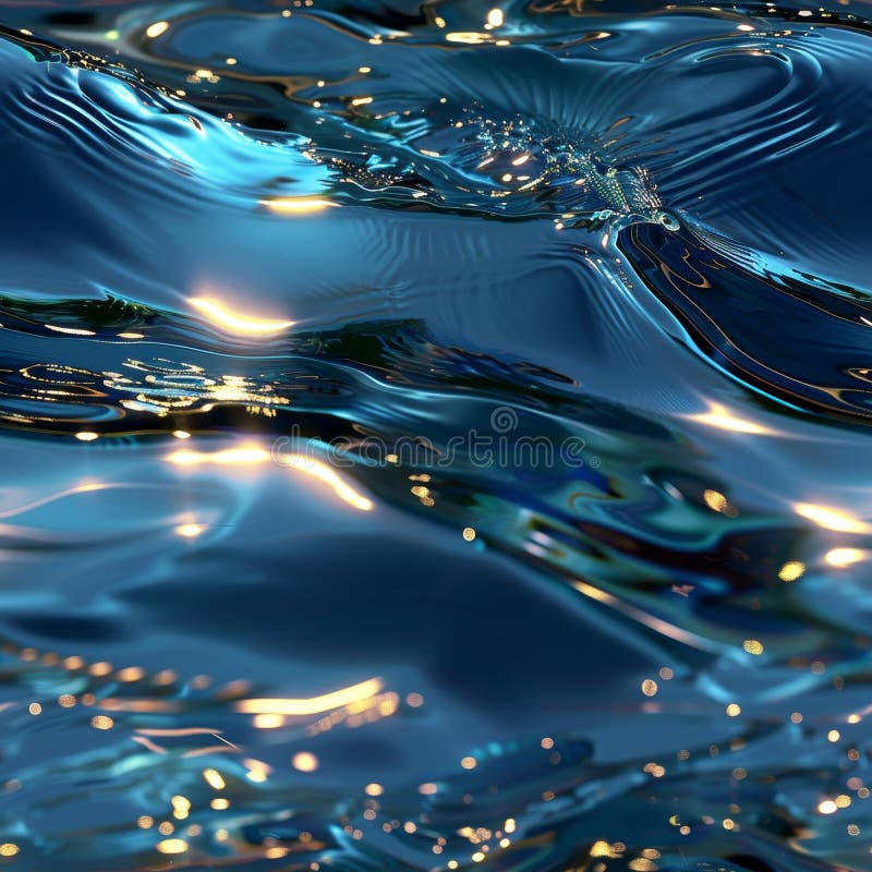Seamless Water Ripples Pattern, Light Reflections, Blue, Green Hues ...