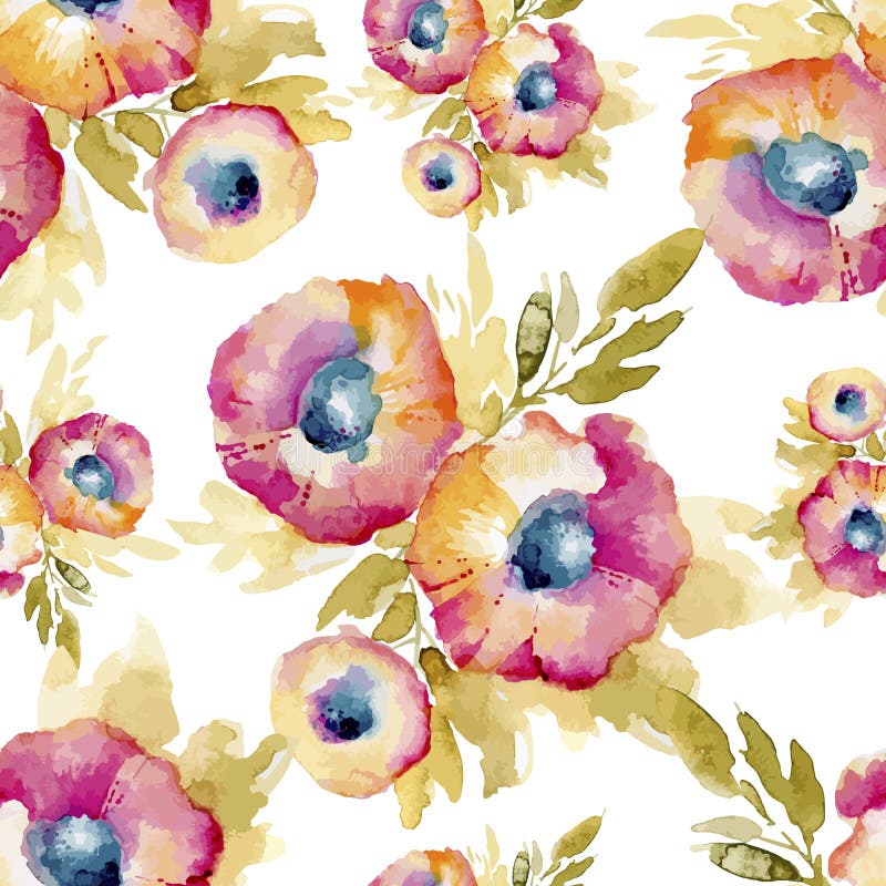 Seamless Watercolor Background Stock Vector - Illustration of flower ...