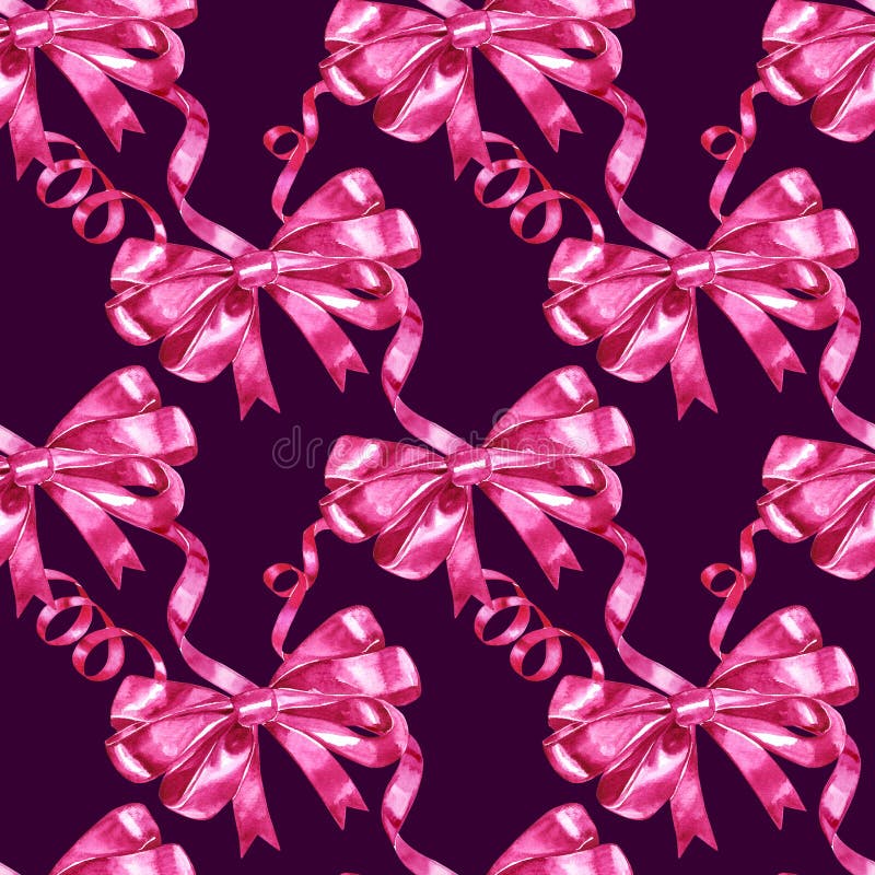 Seamless Watercolor Bows Pattern. Holiday Bright Background. Stock ...