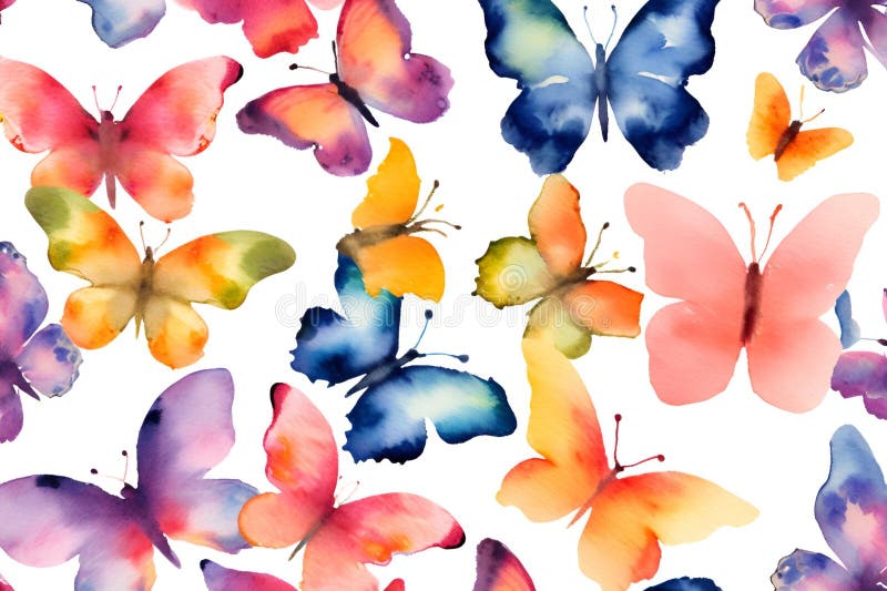 Seamless Watercolor Butterfly Pattern Stock Illustration - Illustration ...