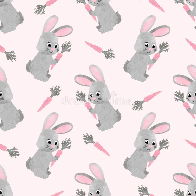 Seamless Pattern. White Rabbit Bunny Face. Chicken, Easter Egg. Cute ...