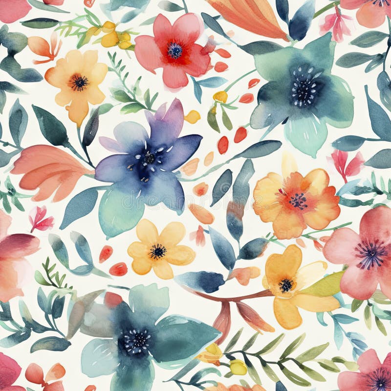 Seamless Watercolor Flower Pattern for Invitations and Scrapbooking ...