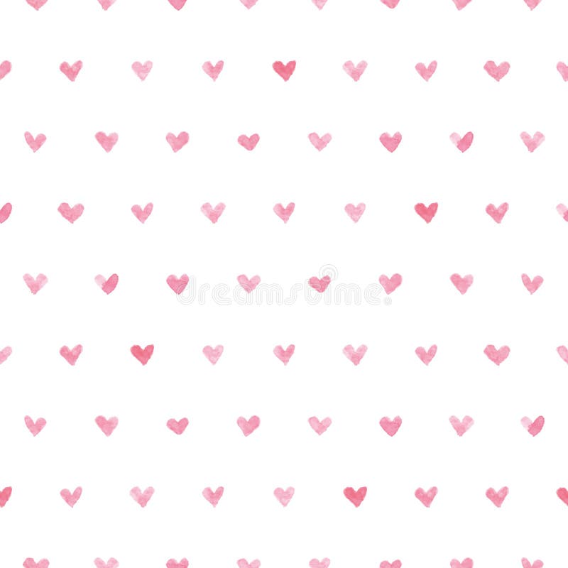 Seamless Watercolor Heart Pattern. Vector Stock Vector - Illustration ...