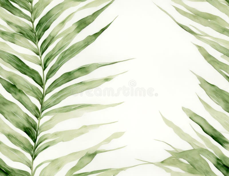 Seamless Watercolor Palm Pattern with Editing Space Stock Illustration ...