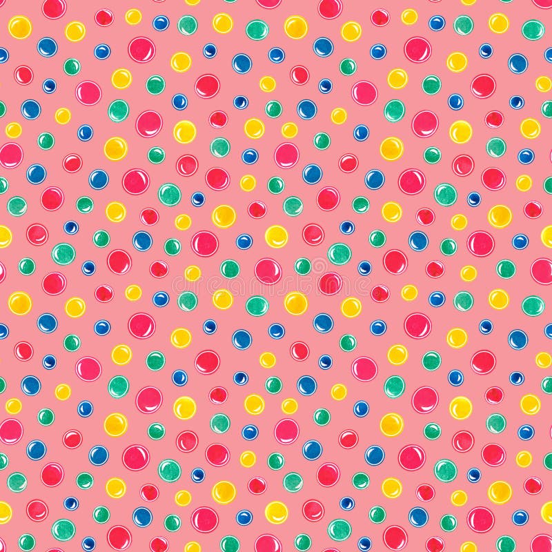 Watercolor Seamless Pattern with Balls. Bright Festive Pattern with ...